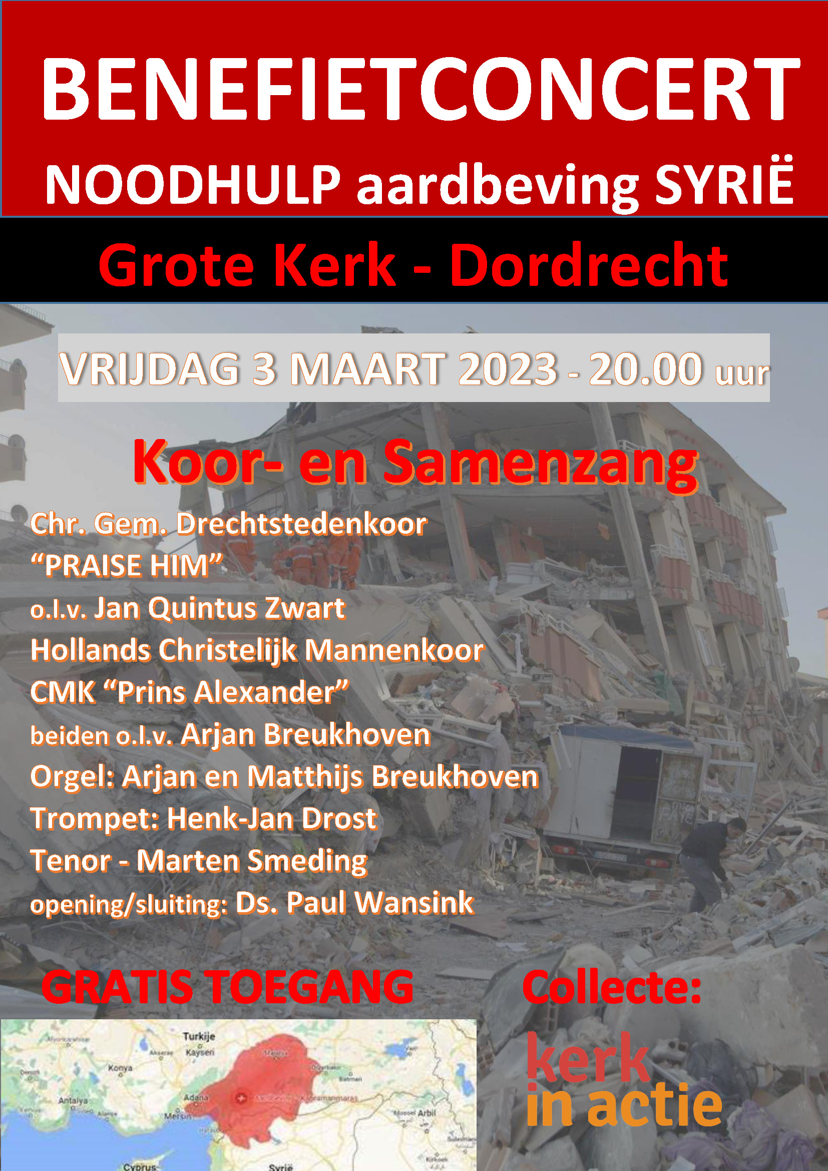 Benefietconcert noodhulp aardbeving - Grote kerk Dordrecht